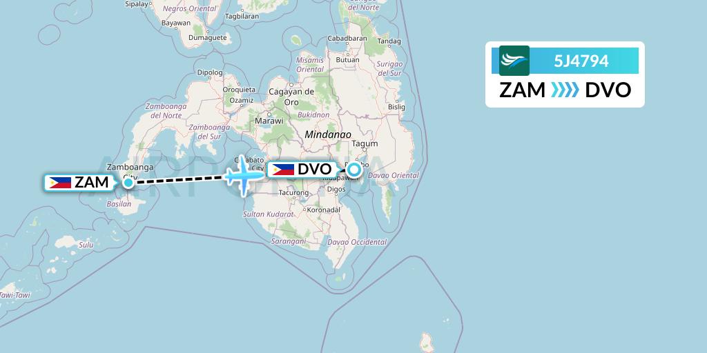 5J4794 Flight Status CEBU Pacific Air: Zamboanga to Davao City (CEB4794)