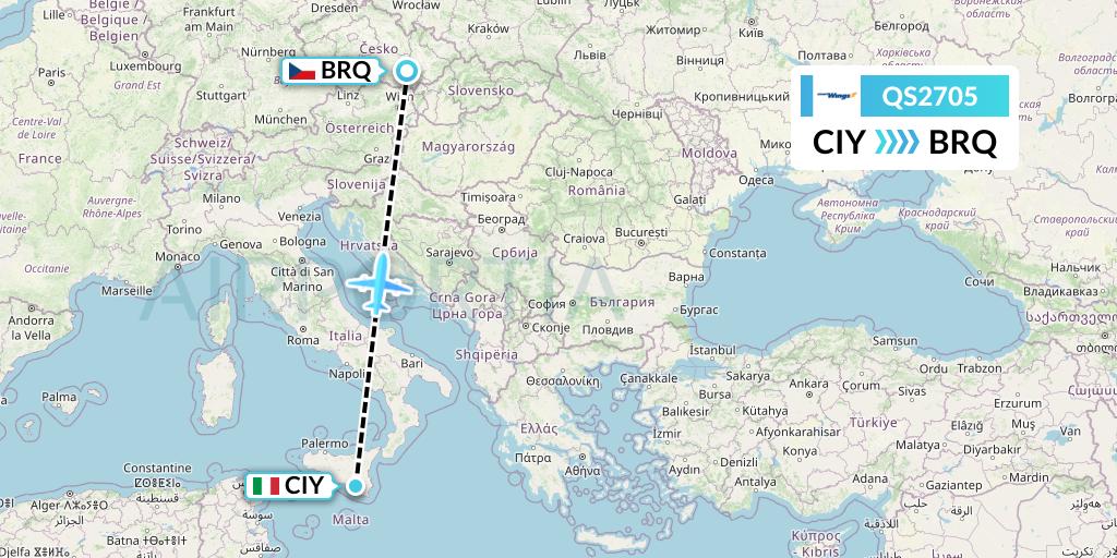 QS2705 Flight Status Smartwings: Comiso to Brno (TVS2705)
