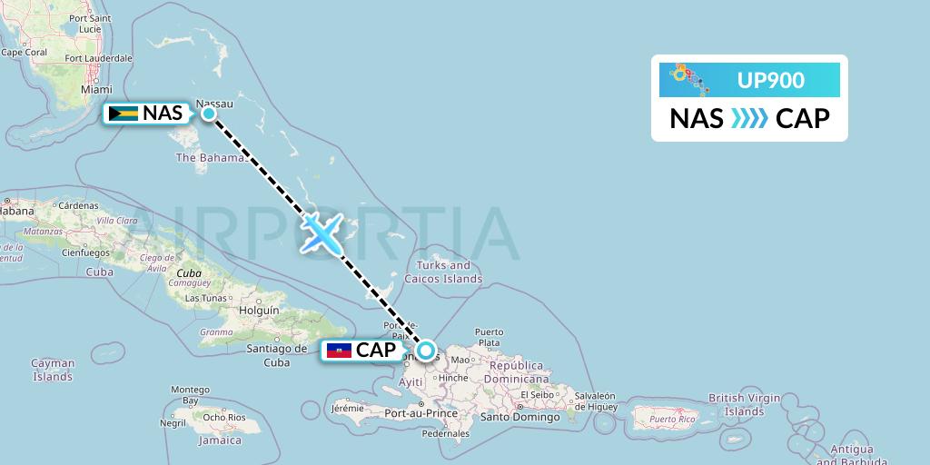 UP900 Flight Status Bahamasair: Nassau to Cap-Haitien (BHS900)