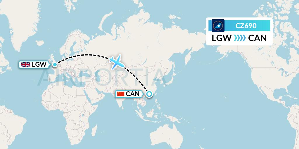 CZ690 Flight Status China Southern Airlines: London to Guangzhou (CSN690)