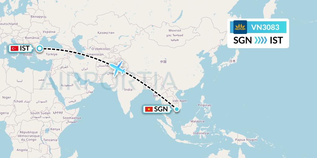 VN3083 Flight Status Vietnam Airlines: Ho Chi Minh City to Istanbul ...