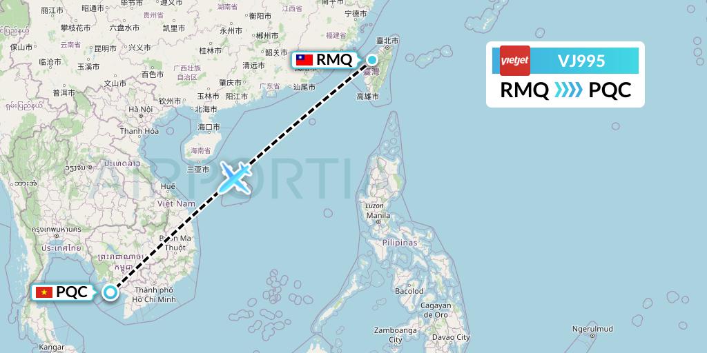 VJ995 Flight Status VietJet Air: Taichung to Phu Quoc (VJC995)