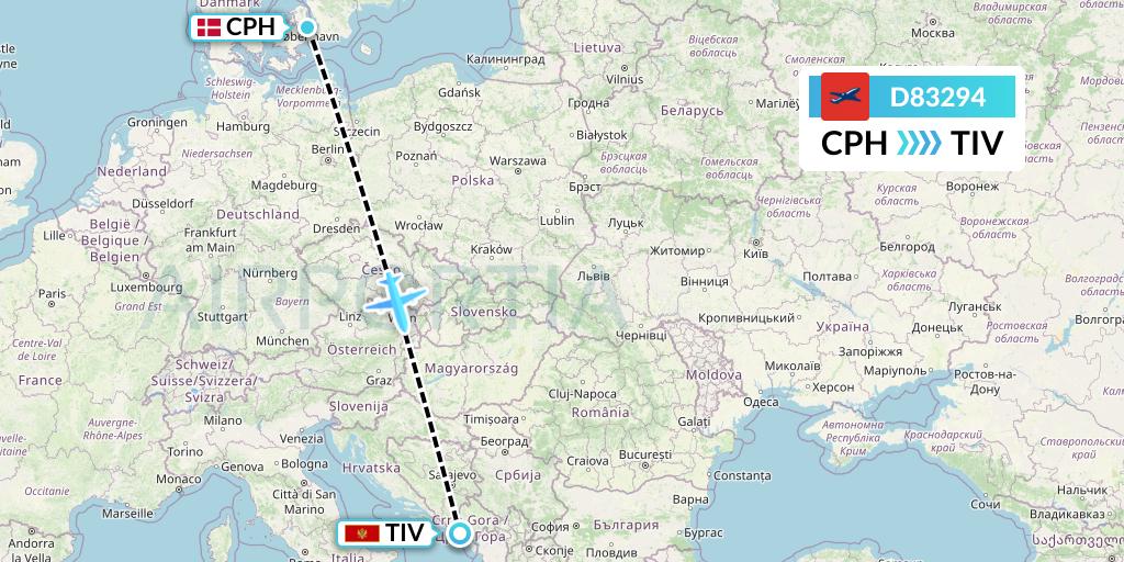 D83294 Flight Status Norwegian Air International: Copenhagen to Tivat ...