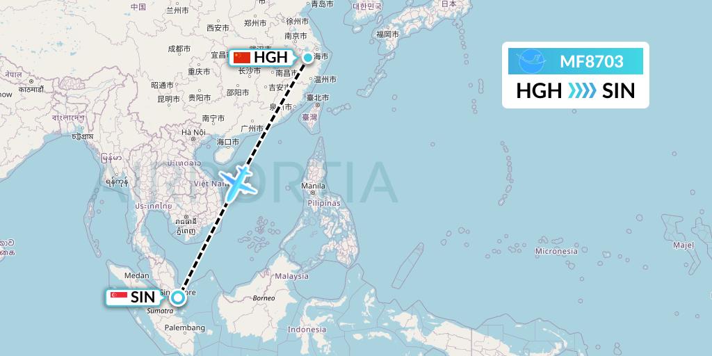 MF8703 Flight Status Xiamen Airlines: Hangzhou to Singapore (CXA8703)