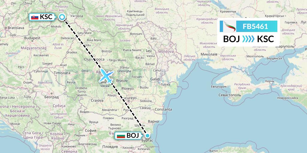 FB5461 Flight Status Bulgaria Air: Burgas to Kosice (LZB5461)