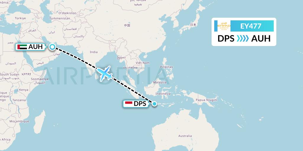 EY477 Flight Status Etihad Airways: Denpasar to Abu Dhabi (ETD477)