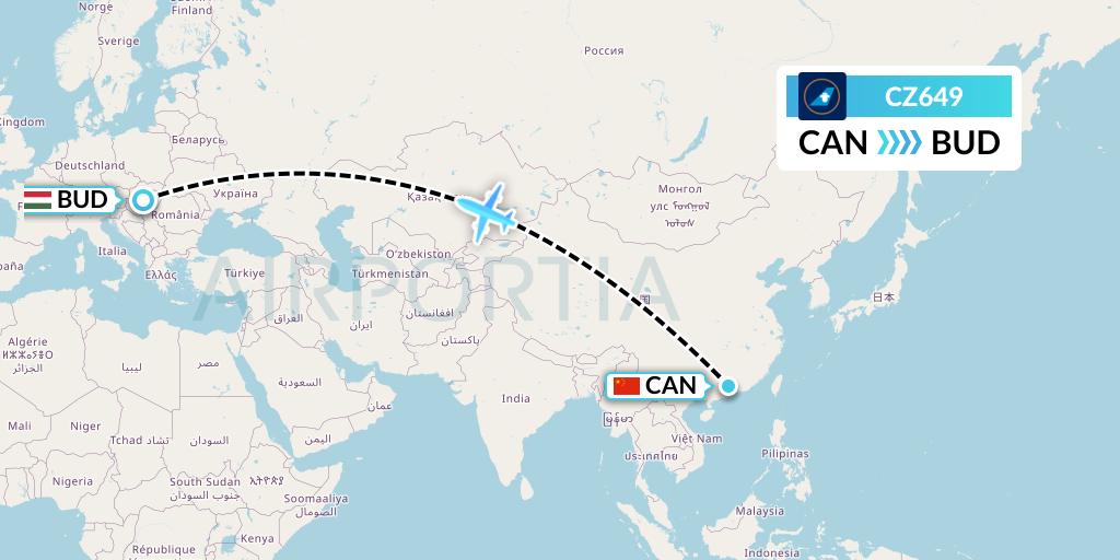 CZ649 Flight Status China Southern Airlines: Guangzhou to Budapest (CSN649)
