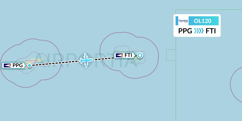 OL120 Flight Status Samoa Airways: Pago Pago to Fitiuta Village (PAO120)
