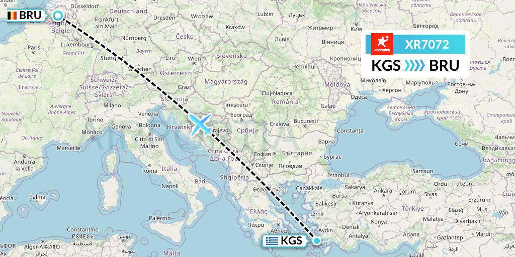 XR7072 Flight Status Corendon Airlines Europe: Kos to Brussels (CXI7072)