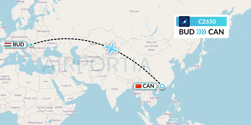 CZ650 Flight Status China Southern Airlines: Budapest to Guangzhou (CSN650)