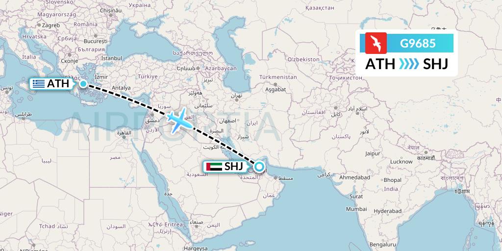 G9685 Flight Status Air Arabia: Athens to Sharjah (ABY685)