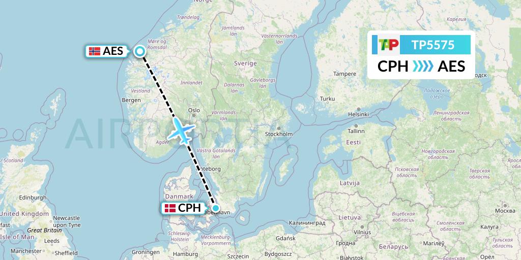 TP5575 Flight Status TAP Portugal: Copenhagen to Alesund (TAP5575)