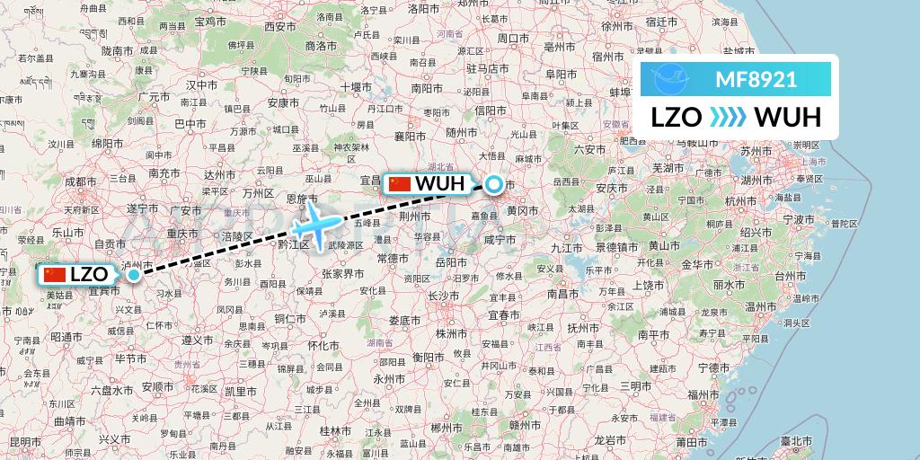 MF8921 Flight Status Xiamen Airlines: Luzhou to Wuhan (CXA8921)