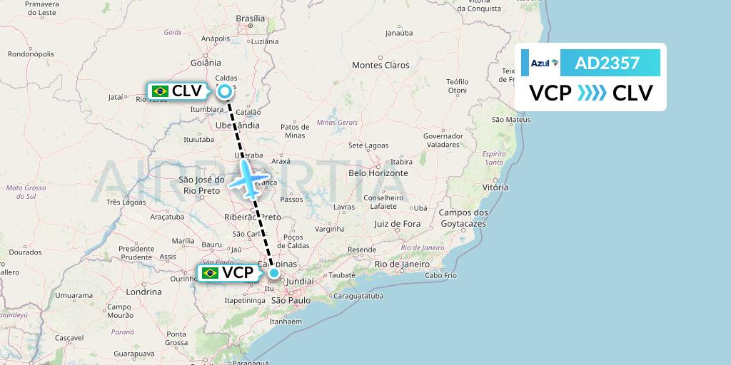 AD2357 Flight Status Azul Brazilian Airlines: Campinas to Caldas Novas ...