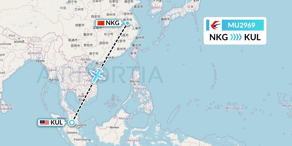 MU2969 Flight Status China Eastern Airlines: Nanjing to Kuala Lumpur ...