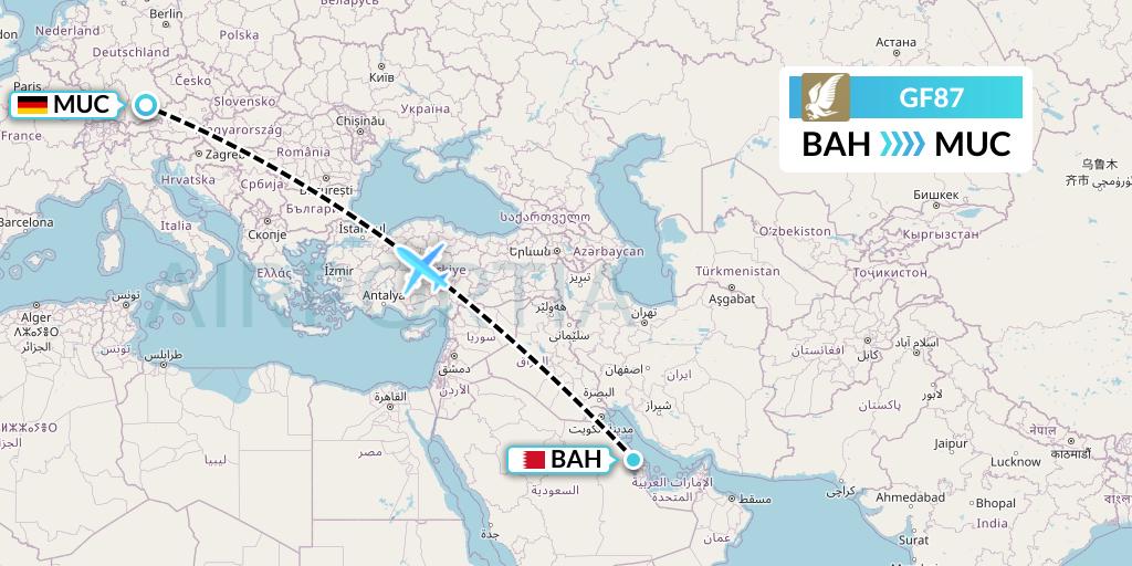 GF87 Flight Status Gulf Air: Bahrain to Munich (GFA87)