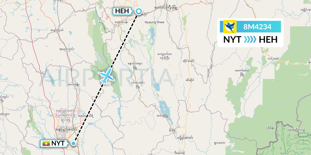 8M4234 Flight Status Myanmar Airways International: Naypyidaw to Heho ...