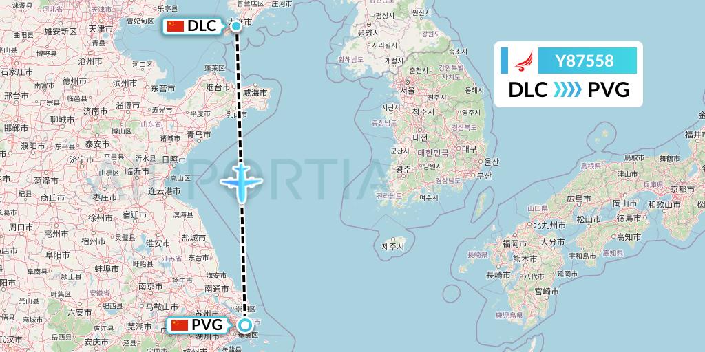 Y87558 Flight Status Yangtze River Express: Dalian to Shanghai (YZR7558)