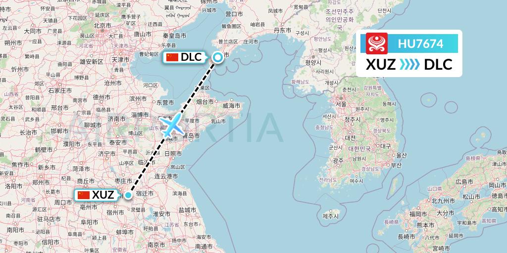 HU7674 Flight Status Hainan Airlines: Xuzhou to Dalian (CHH7674)