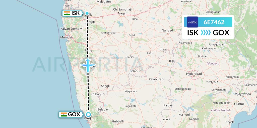 6E7462 Flight Status IndiGo Airlines: Nashik to Goa (IGO7462)