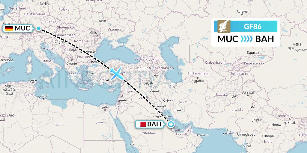 GF86 Flight Status Gulf Air: Munich to Bahrain (GFA86)