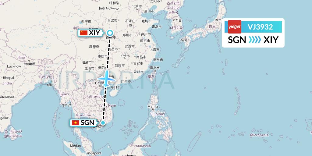 VJ3932 Flight Status VietJet Air: Ho Chi Minh City to Xi'an (VJC3932)