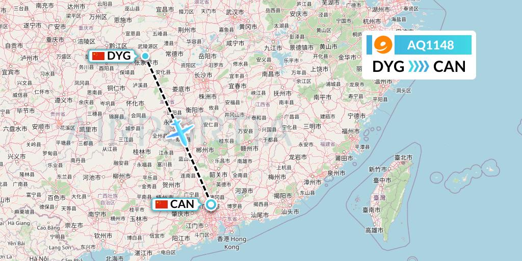 AQ1148 Flight Status 9 Air: Dayong to Guangzhou (JYH1148)