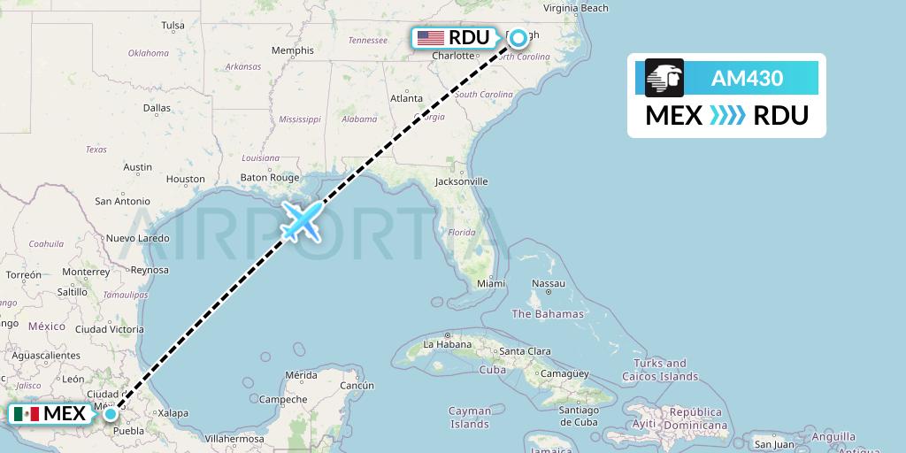 AM430 Flight Status Aeromexico: Mexico City to Raleigh-Durham (AMX430)