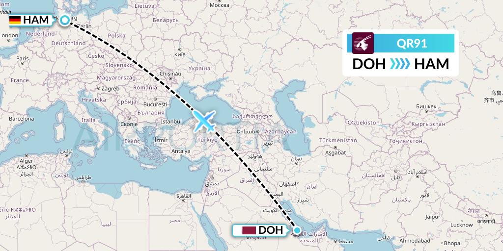 QR91 Flight Status Qatar Airways: Doha to Hamburg (QTR91)