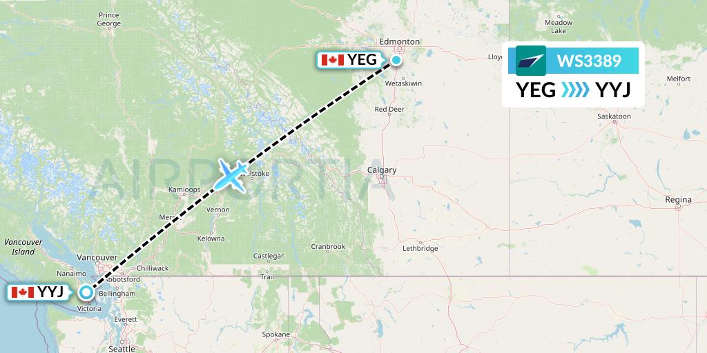 WS3389 Flight Status WestJet: Edmonton to Victoria (WJA3389)
