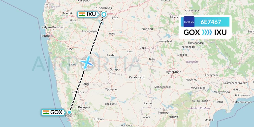 6E7467 Flight Status IndiGo Airlines: Goa to Aurangabad (IGO7467)