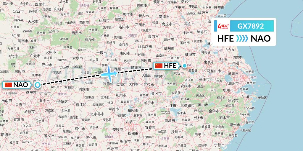 GX7892 Flight Status GX Airlines: Hefei to Nanchong (CBG7892)