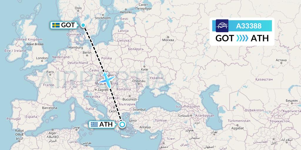 A33388 Flight Status Aegean Airlines: Gothenburg to Athens (AEE3388)