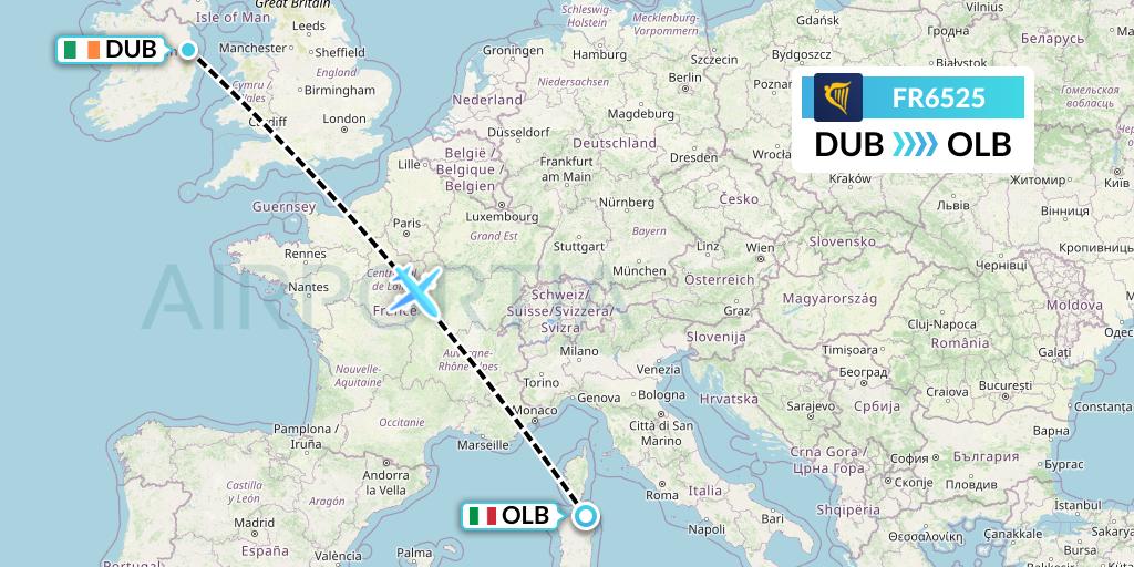FR6525 Flight Status Ryanair: Dublin to Olbia (RYR6525)