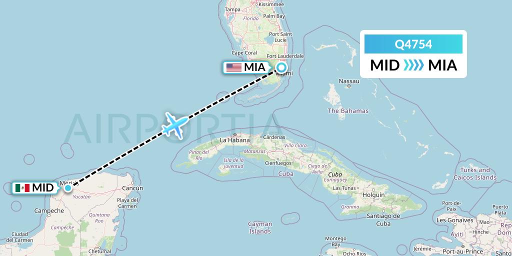 Q4754 Flight Status Euroairlines: Merida to Miami (ELE754)