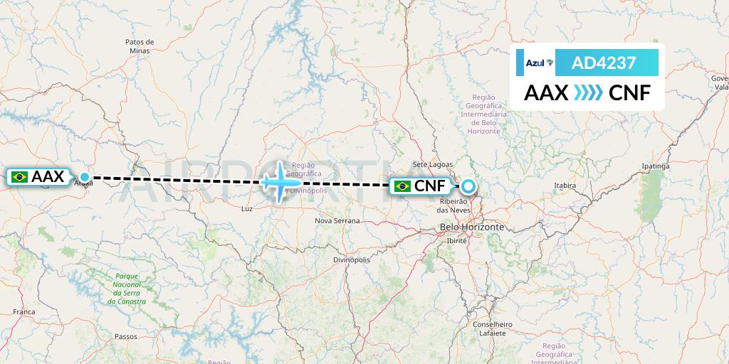 AD4237 Flight Status Azul Brazilian Airlines: Araxa to Belo Horizonte ...