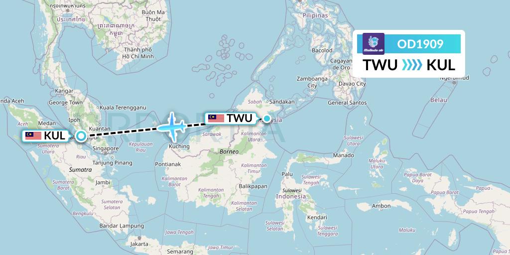OD1909 Flight Status Batik Air Malaysia: Tawau to Kuala Lumpur (MXD1909)