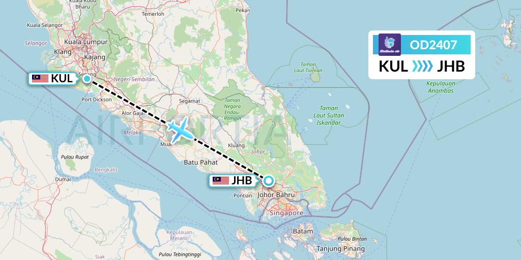 OD2407 Flight Status Batik Air Malaysia: Kuala Lumpur to Johor Bahru ...