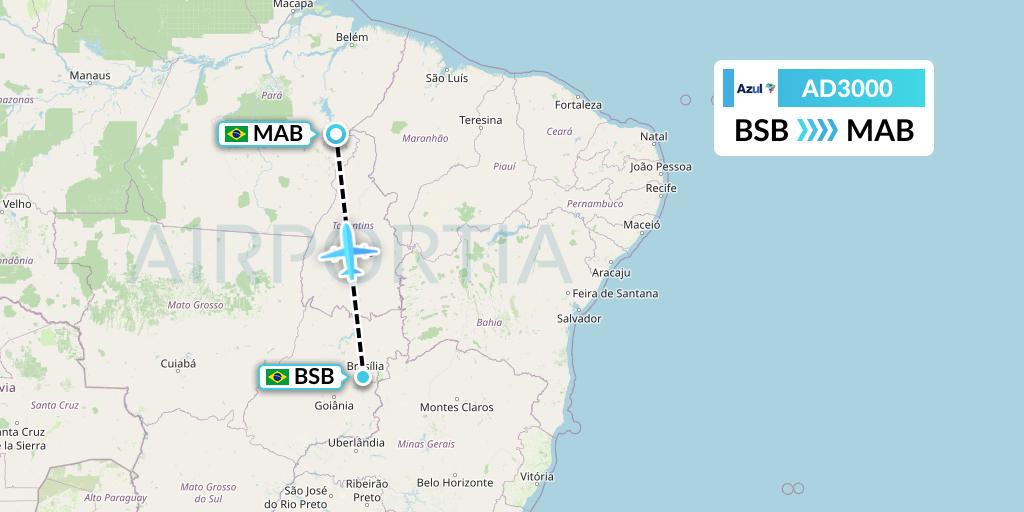 AD3000 Flight Status Azul Brazilian Airlines: Brasilia to Maraba (AZU3000)