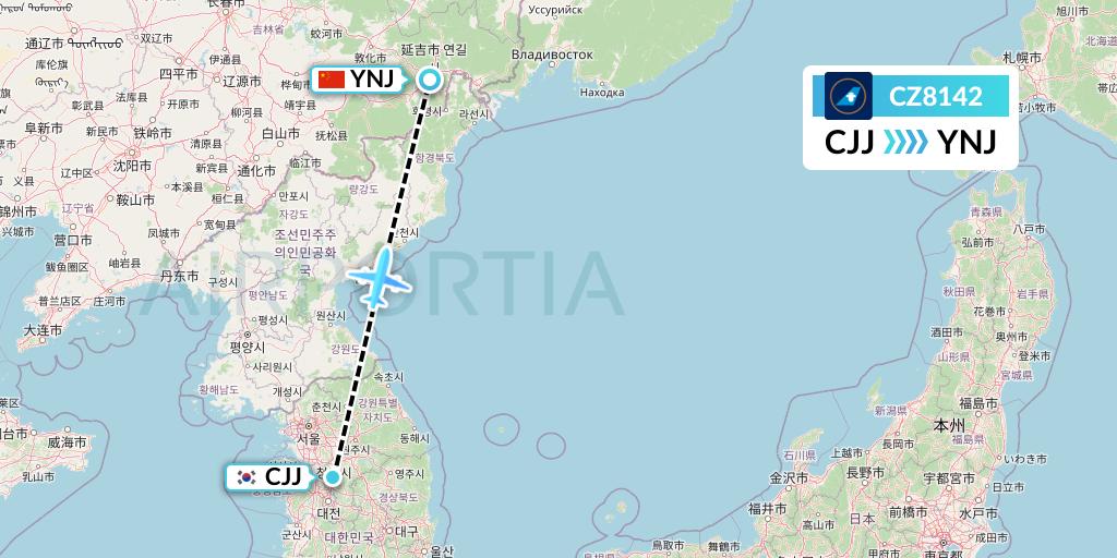 CZ8142 Flight Status China Southern Airlines: Cheongju to Yanji (CSN8142)