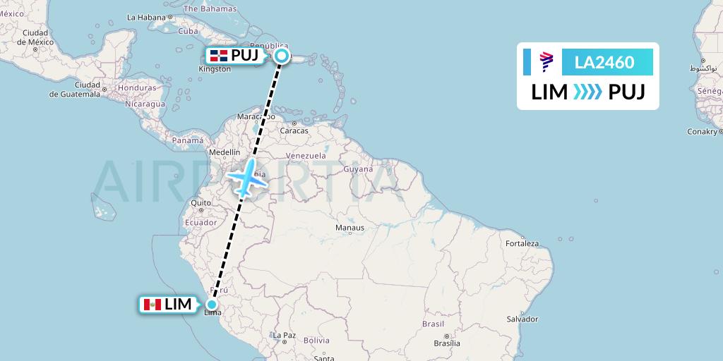 LA2460 Flight Status LAN Airlines: Lima to Punta Cana (LAN2460)