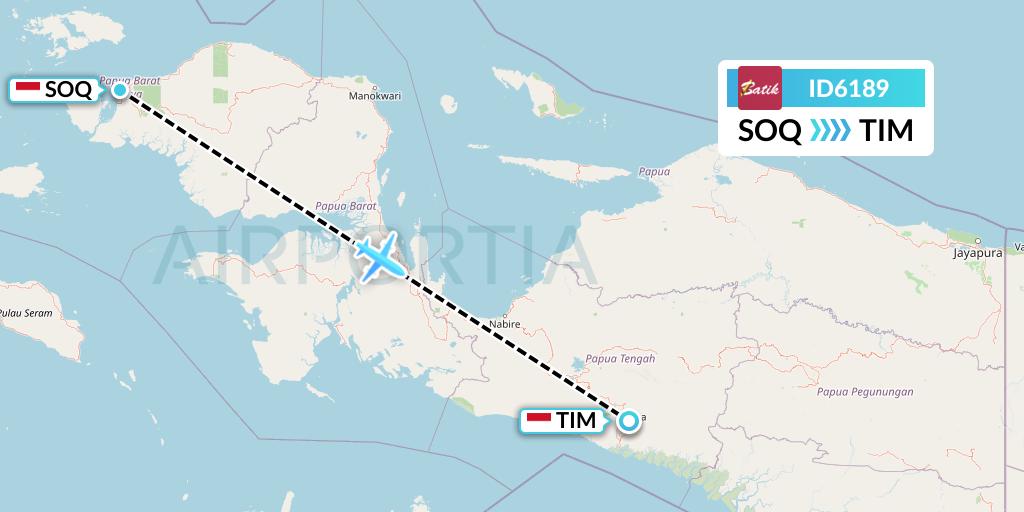 ID6189 Flight Status Batik Air: Sorong to Timika (BTK6189)