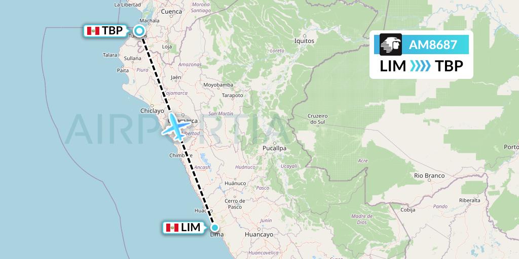 AM8687 Flight Status Aeromexico: Lima to Tumbes (AMX8687)