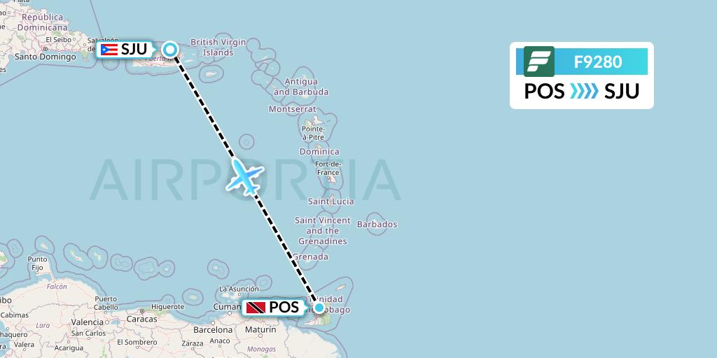 F9280 Flight Status Frontier Airlines: Port of Spain to San Juan (FFT280)