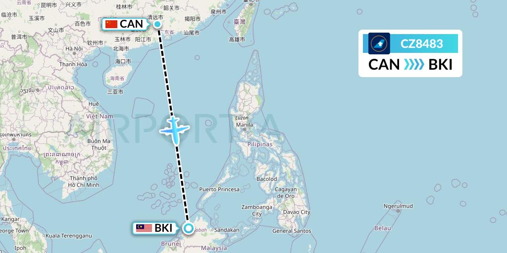 CZ8483 Flight Status China Southern Airlines: Guangzhou to Kota ...