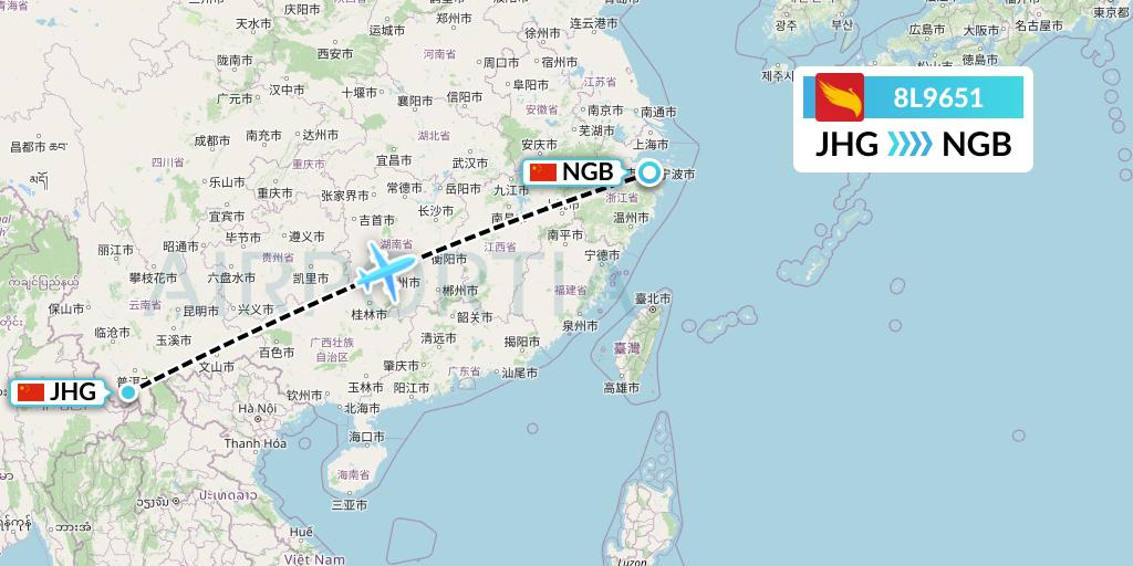 8L9651 Flight Status Lucky Air: Jinghong to Ningbo (LKE9651)
