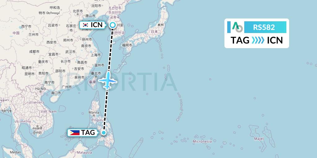 RS582 Flight Status Air Seoul: Tagbilaran City to Seoul (ASV582)