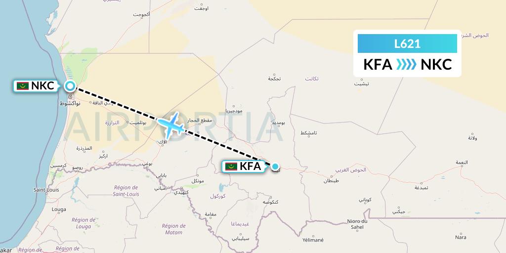 L621 Flight Status Mauritania Airlines International: Kiffa to Nouakchott (MAI21)