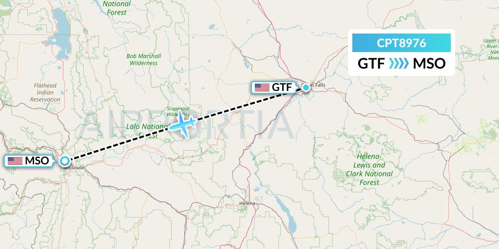 CPT8976 Flight Status Corporate Air: Great Falls to Missoula