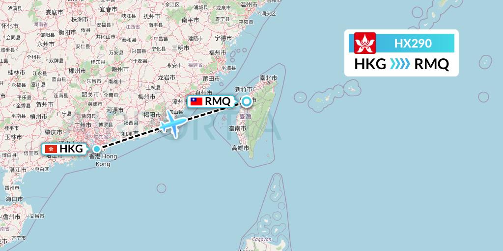 HX290 Flight Status Hong Kong Airlines: Hong Kong to Taichung (CRK290)